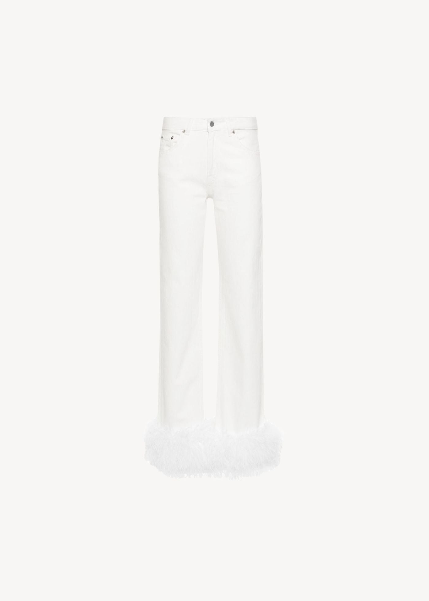 feather-trim jeans